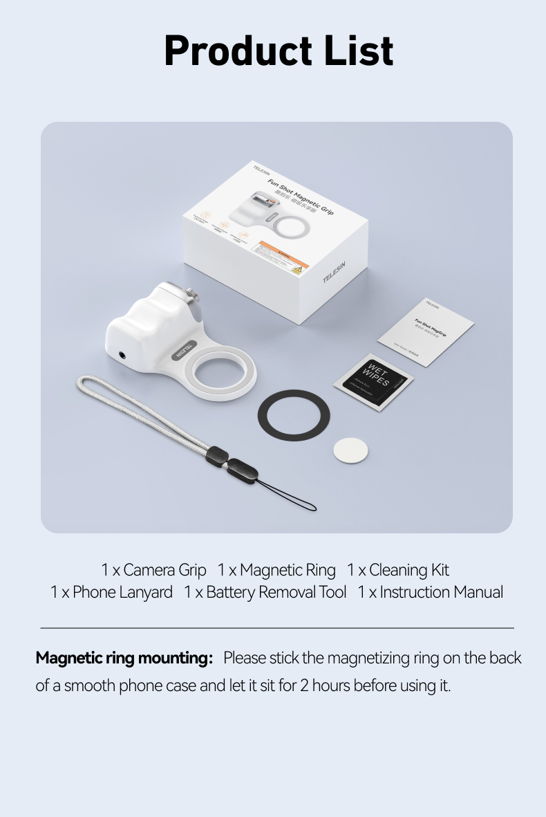 TELESIN Magnetic Phone Holder Camera Hand Grip Phone Aid Remote Control ...