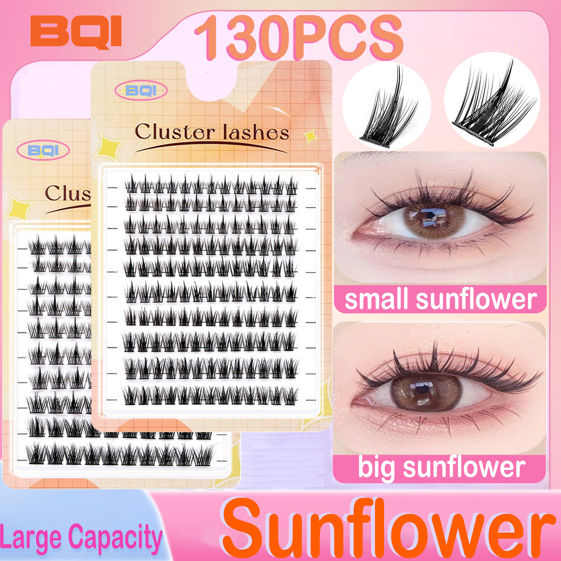 BQI False Eyelashes 130PCS Cluster Eyelash Extensions Kit DIY Lash ...