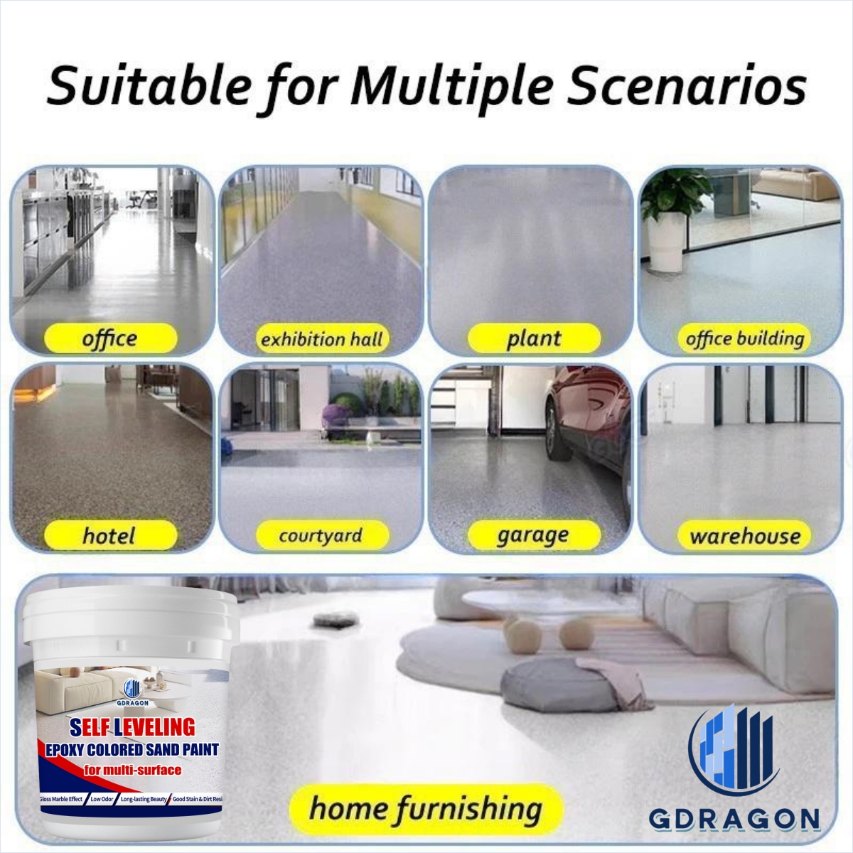 5KG Self Leveling Epoxy Colored Sand Floor Paint Imitation Marble For ...