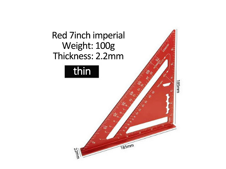 7''/12" Triangle Ruler Aluminium Alloy Metal Triangle Ruler Protractor ...