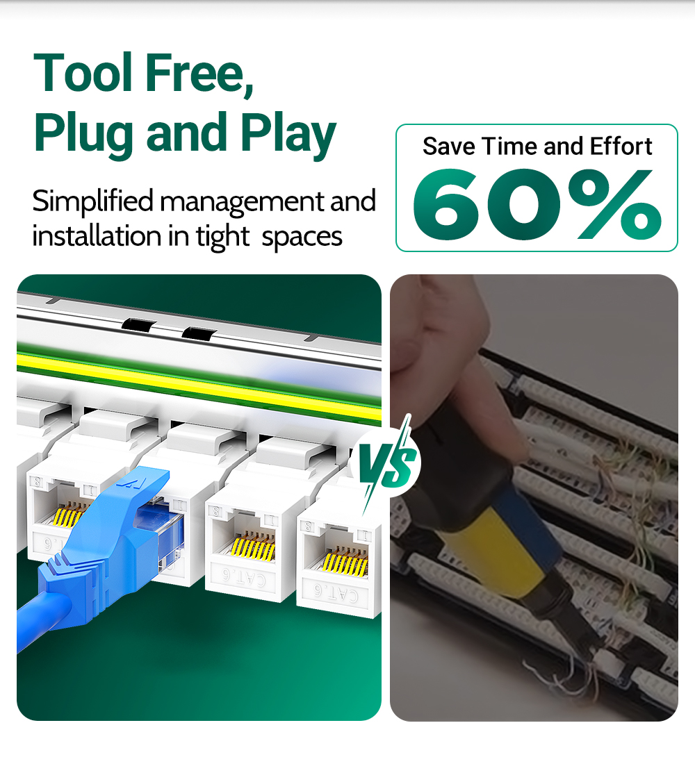 AMPCOM Patch Panel , 24 Port Patch Panel Pass Through, RJ45 UTP Thru ...