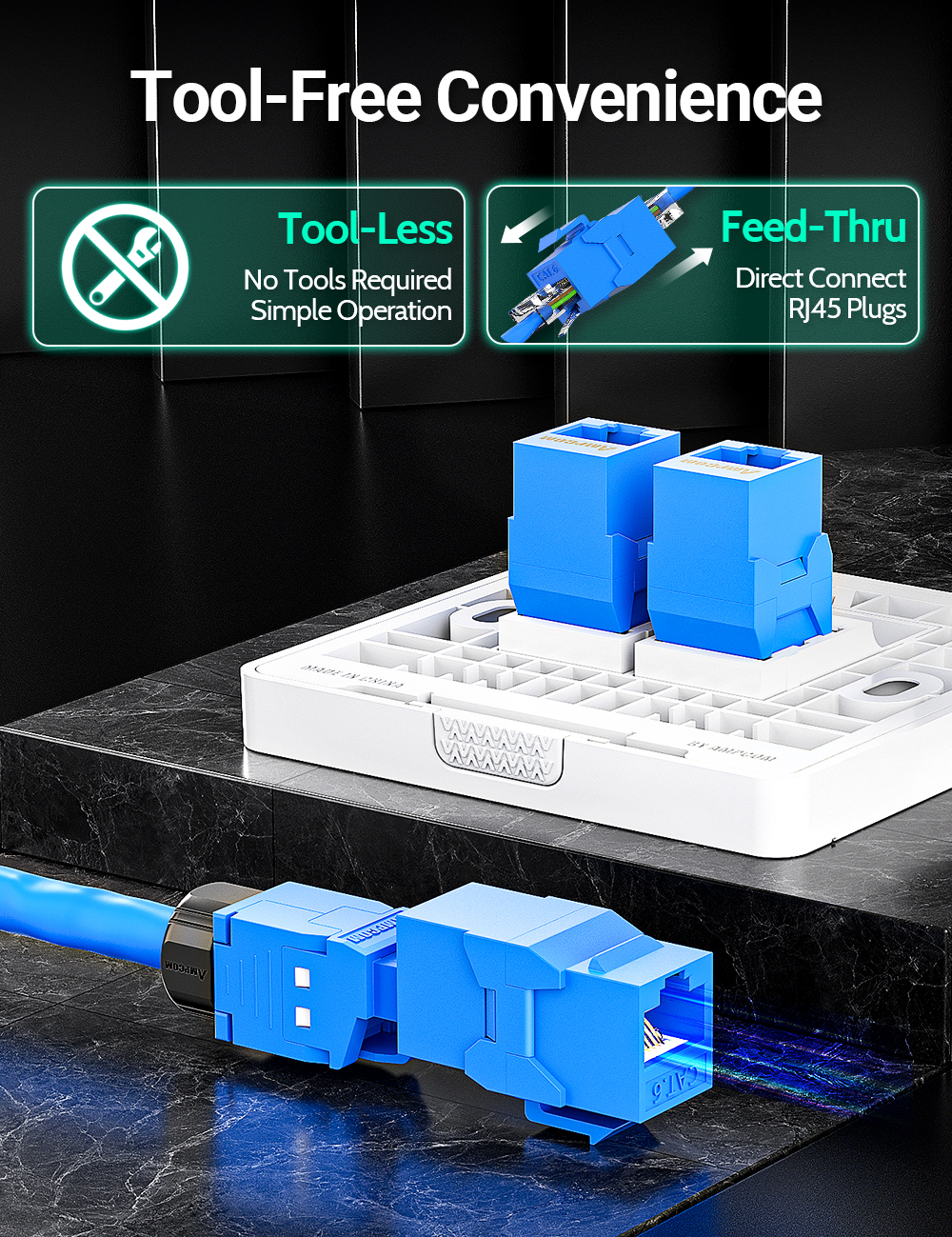 AMPCOM Patch Panel , 24 Port Patch Panel Pass Through, RJ45 UTP Thru ...