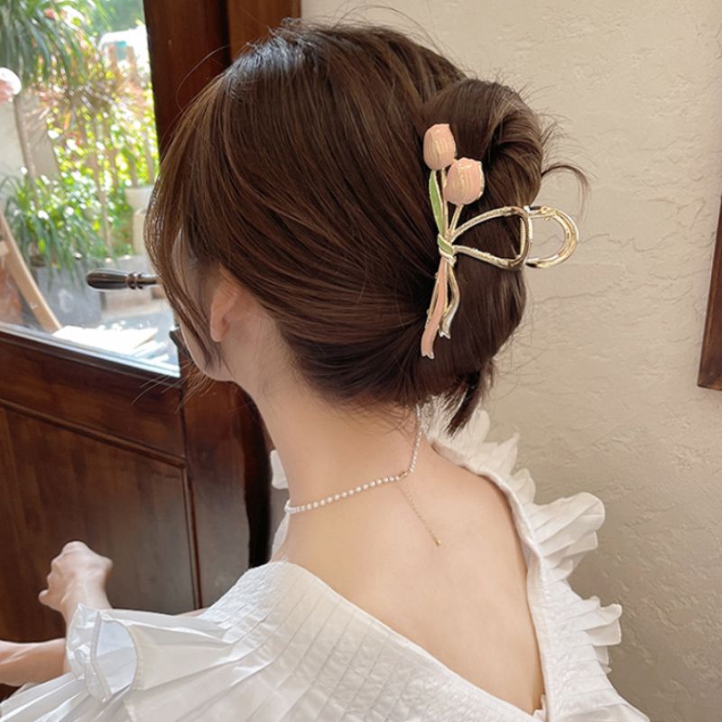 Metal Flower Hair Claw High-end Beautiful Lily Tulip Rose Sunflower ...
