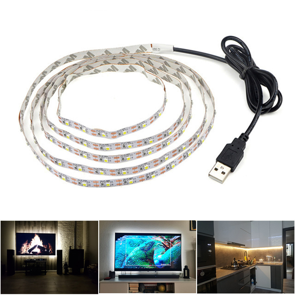 5V USB Led Strip Light SMD 2835 1M 2M 3M 4M 5M White/Warm TV Background Cabinet Advertising ...