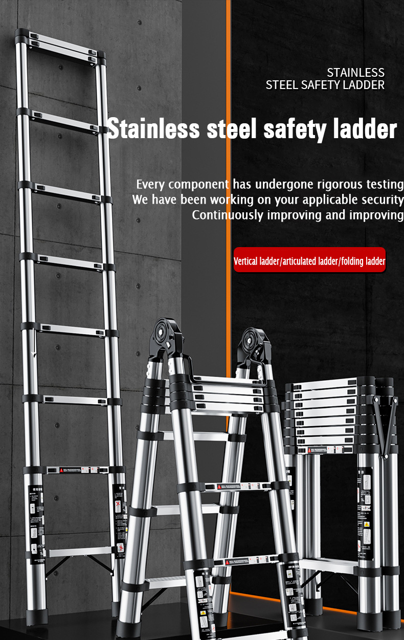 Telescopic Ladder Stainless Steel Multifunctional Household Ladder Lift ...