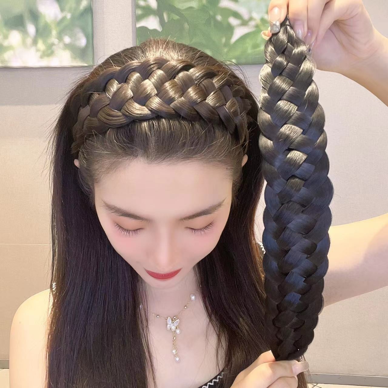 Handmade French Braid Wide Headband For Women, Non-Slip Natural Look ...