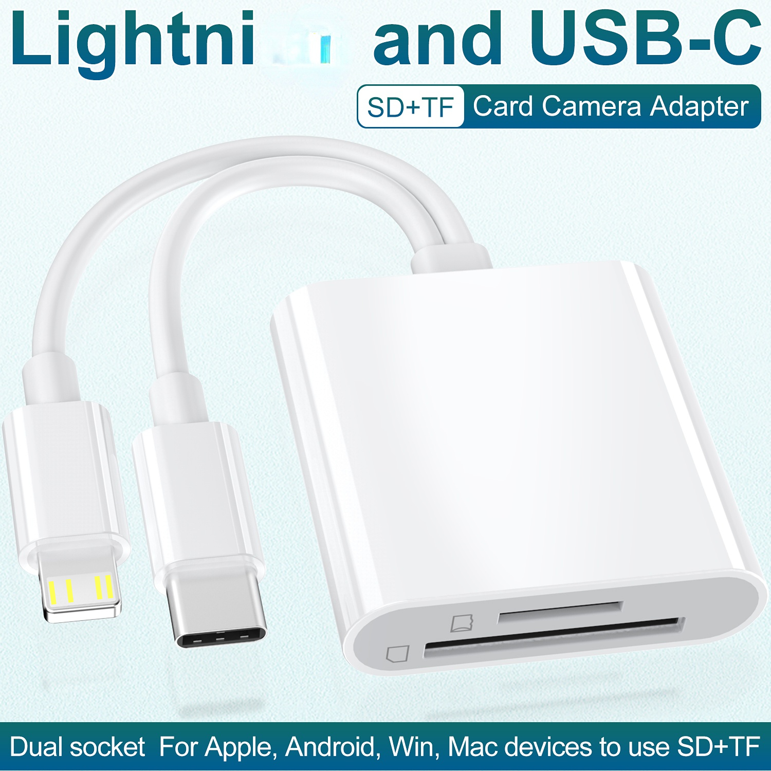SD Card Reader for iPhone/iPad, Dual Lightning & USB-C Adapter ...