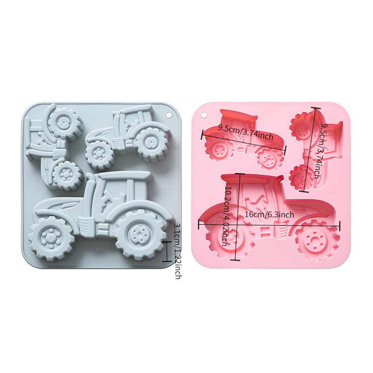 3-Cavity Tractor-Shaped Silicone Mold Ice Cube Chocolate Mold Handmade ...