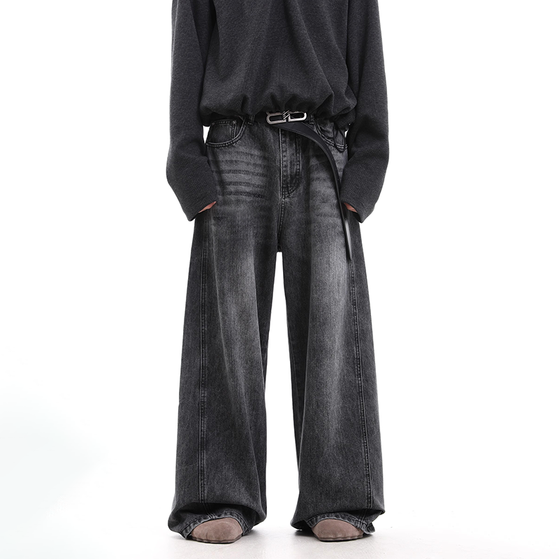 LEON Baggy Pants Men Black Pants for Men Black Baggy Jeans Denim Pants ...