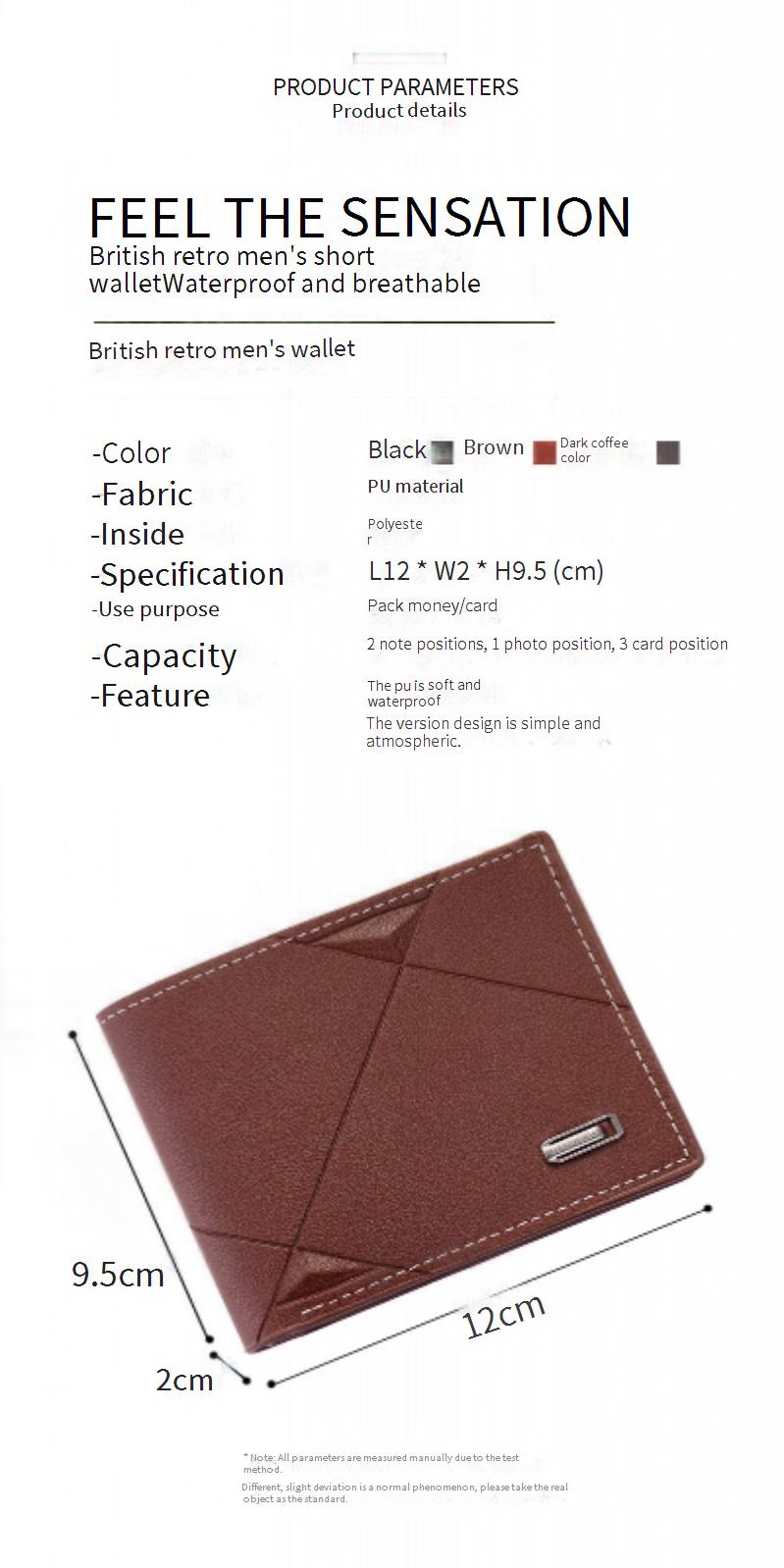 Stylish Men's Short Wallet, Horizontal Soft Leather Design, Multiple ...