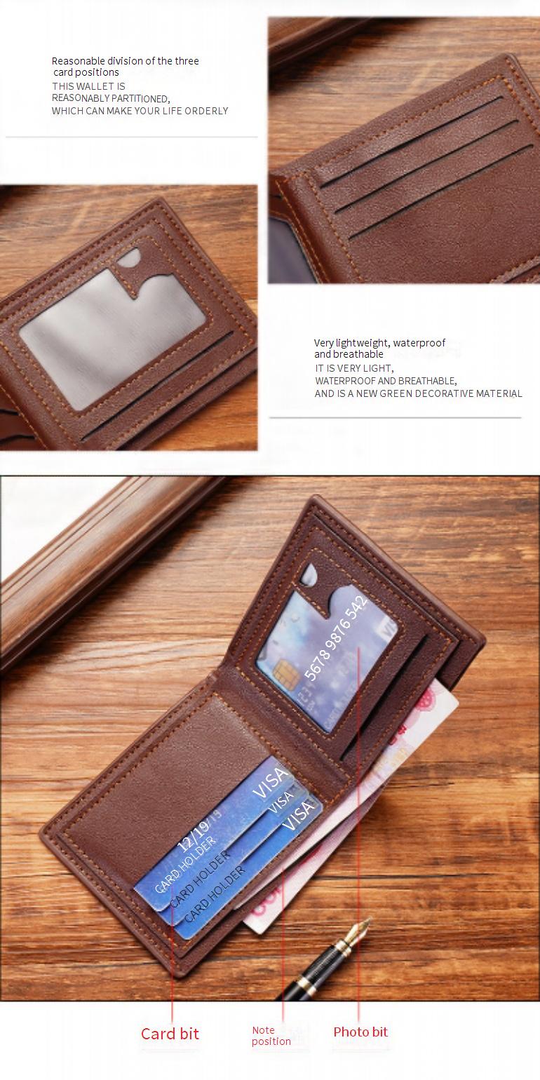Stylish Men's Short Wallet, Horizontal Soft Leather Design, Multiple ...