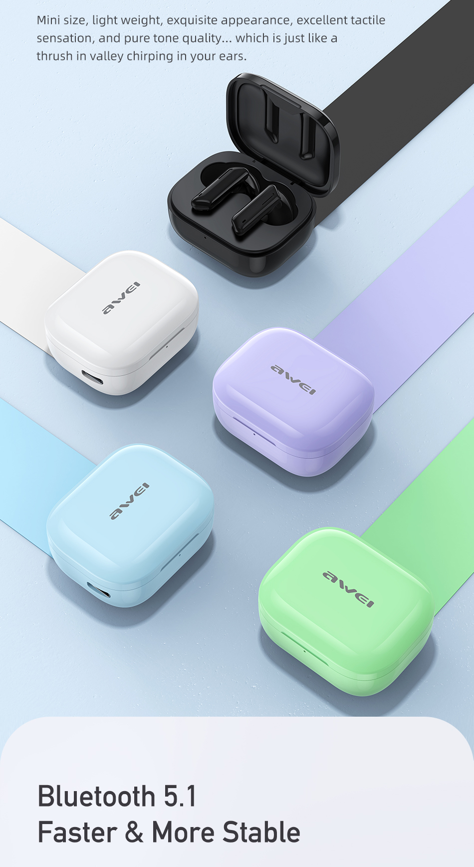 Awei T36 Wireless Bluetooth Earphones Deep Bass Ultra-long Standby in ...