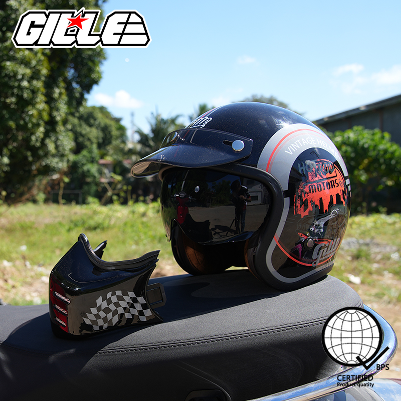 GILLE OP12 VENERY Combined full face helmet Classic Motorcycle Vintage ...