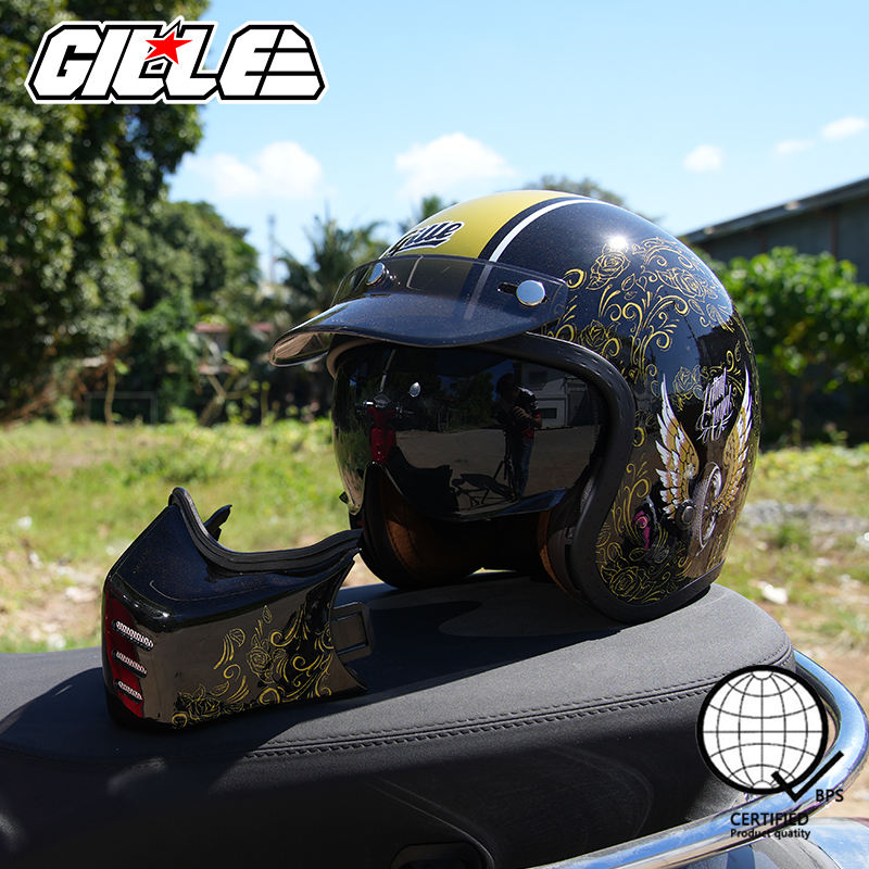 GILLE OP12 VENERY Combined full face helmet Classic Motorcycle Vintage ...