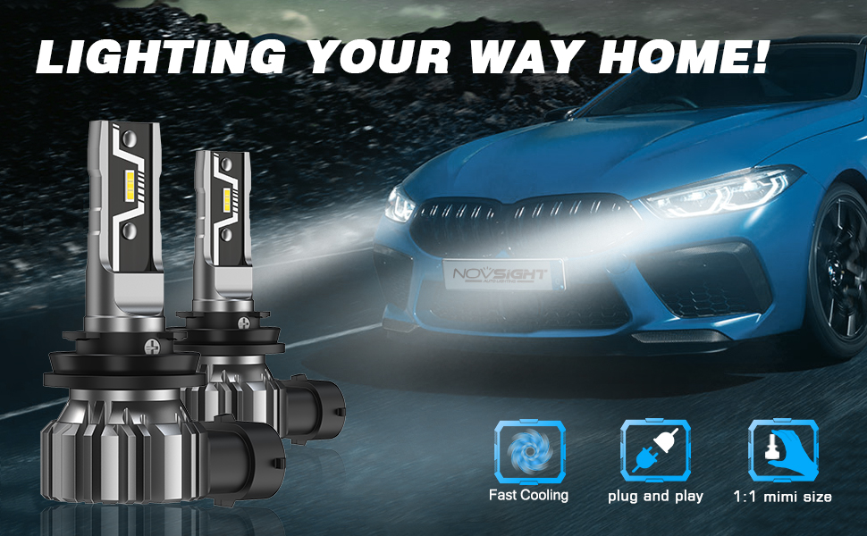 Novsight In-Line N57 H4 H7 H11 9005 9006 car LED Headlight 1:1 Design ...