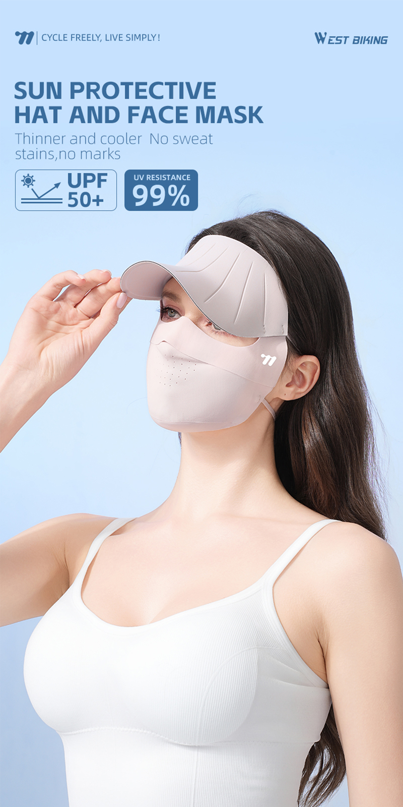 WEST BIKING Sunscreen Mask Bike Full Face Mask Anti-Ultraviolet ...