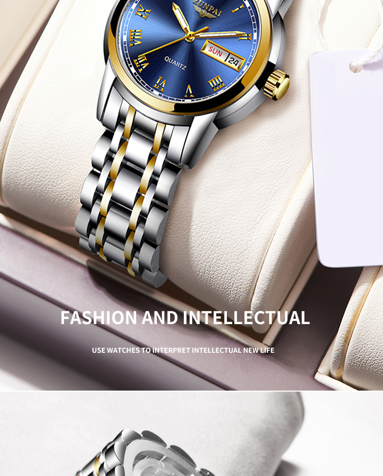ZUNPAI Watch for Woman Original Waterproof Stainless Business Quartz ...