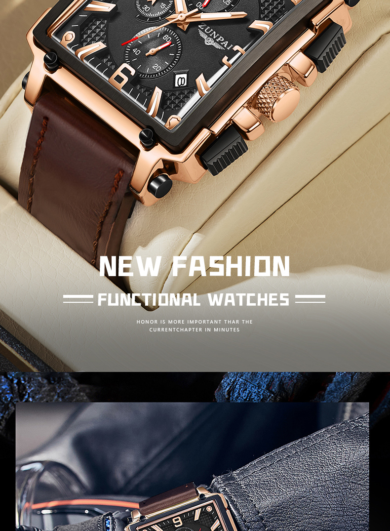 ZUNPAI Original Watch for Men Waterproof Leather Strap Bussiness ...