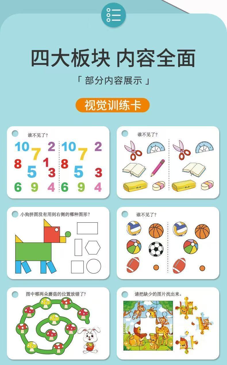 【4 Set】Children Concentration Training Flash Card Listening Visual ...