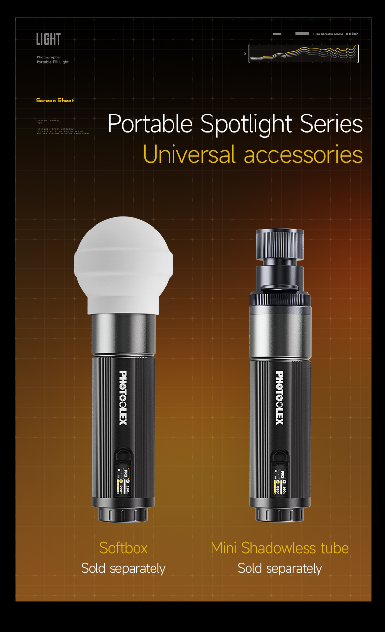 PHOTOOLEX 12W Photography Flashlight Pro Set Full Color Adjustable ...