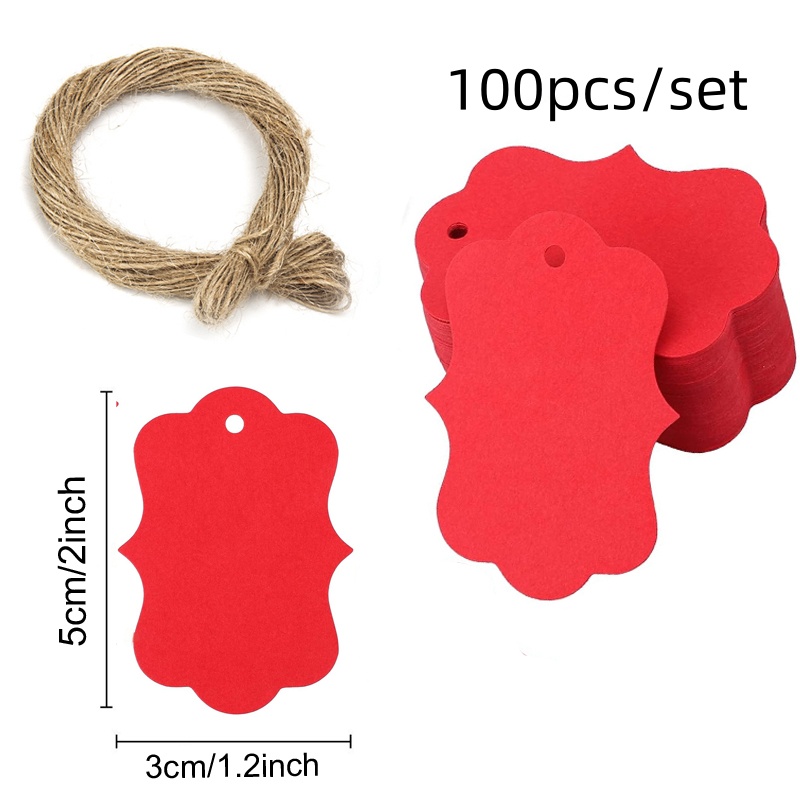 Red Gift Tags, 100PCS Red Paper Gift Tags with String, Blank Labeling ...