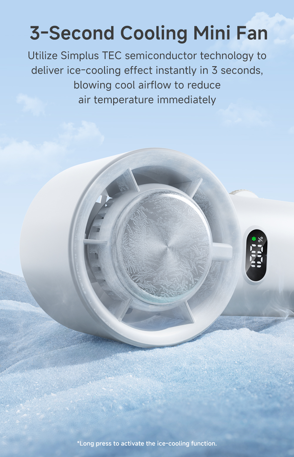 Simplus Mini Fan Rechargeable Handheld Fan with Ice-Cooling Function Type-C Charging | Shopee ...