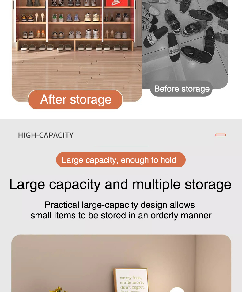 Shoe Rack Cabinet with Drawer High-Capacity Wood Locker Cabinet Shoe ...