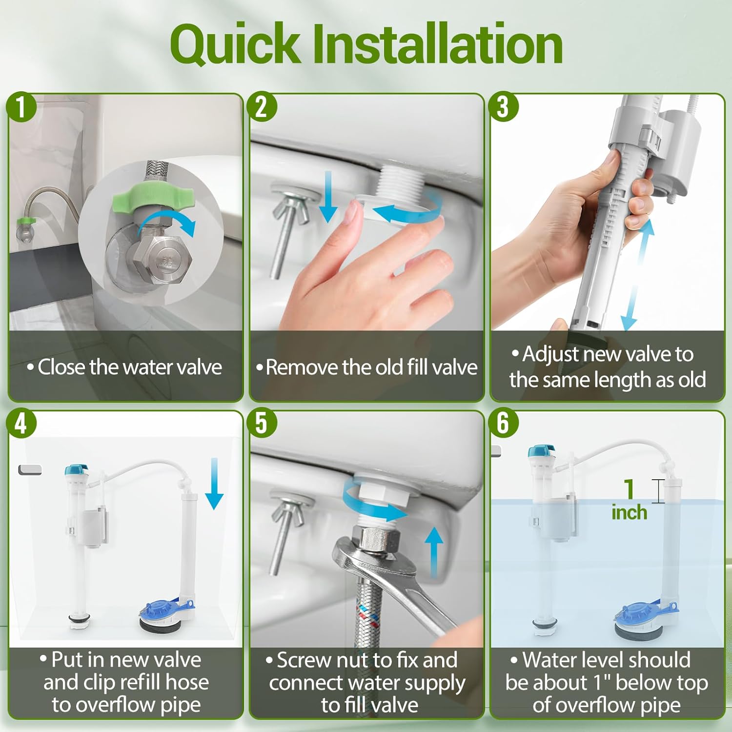 Toilet Fill Valve Replacement Kit - Universal Toilet Repair Kit Inside ...