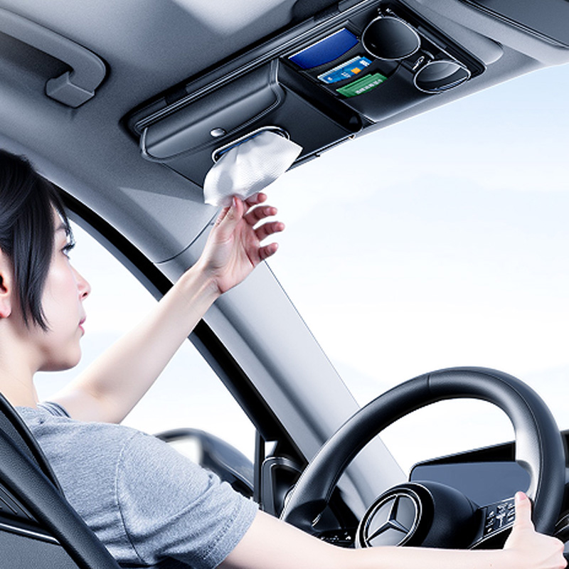 Toyota Car sun visor high-end leather multifunctional card clip tissue ...