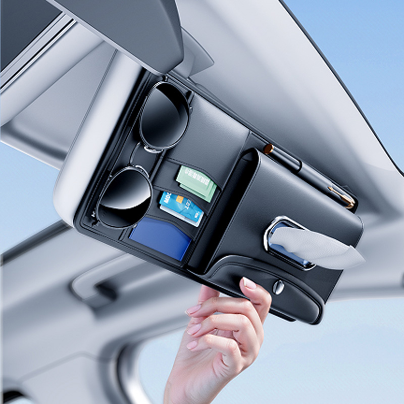 Toyota Car sun visor high-end leather multifunctional card clip tissue ...
