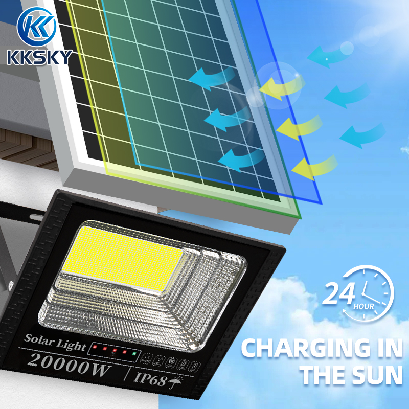 KKSKY 20000 Watts Solar Lights with Solar Panel Outdoor IP67 Waterproof ...
