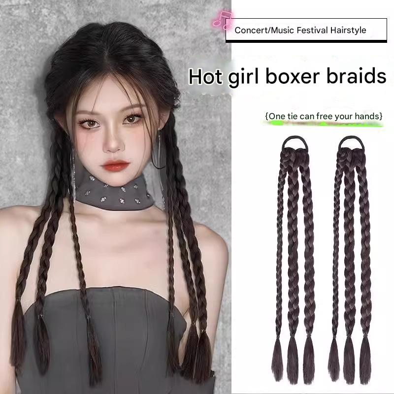 Braided Wig Ponytail Realistic Boxing Braid Dreadlock Hair Extension ...