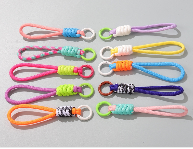 Color Blocking Knot Cell Phone Lanyard Creative Short Braided Lanyard ...