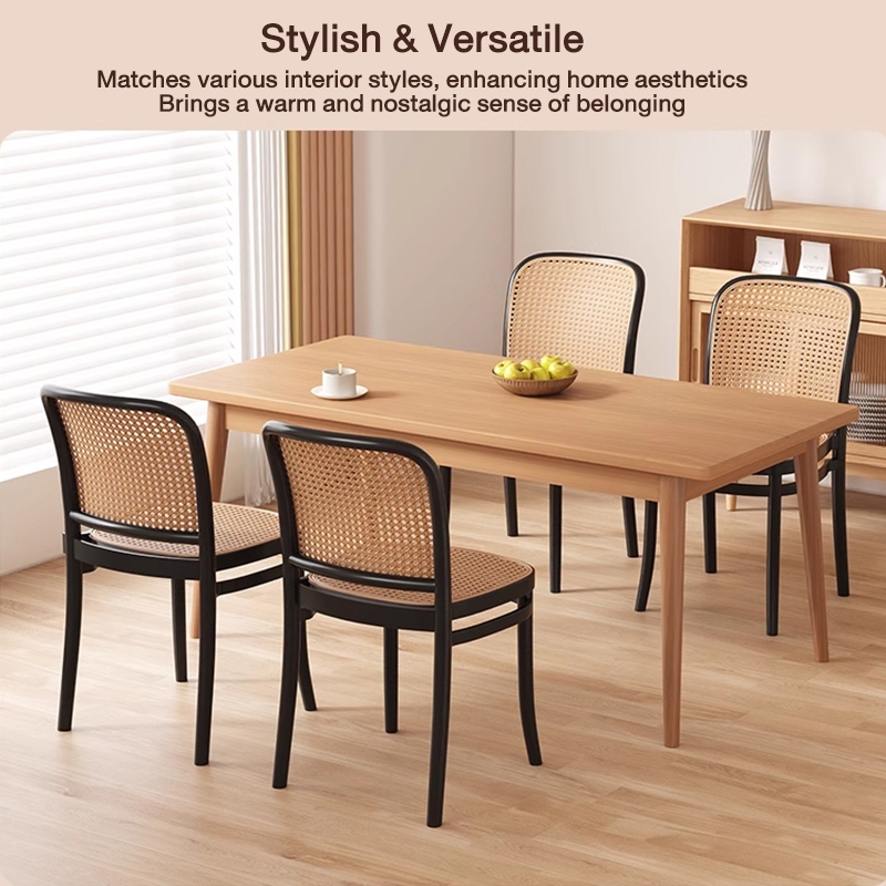 Nordic Rattan Chair Dining Chair with Backrest Solihiya Chair Woven ...