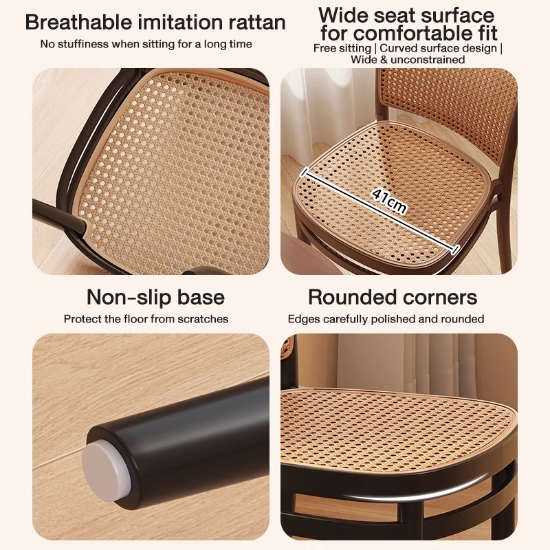 Nordic Rattan Chair Dining Chair with Backrest Solihiya Chair Woven ...