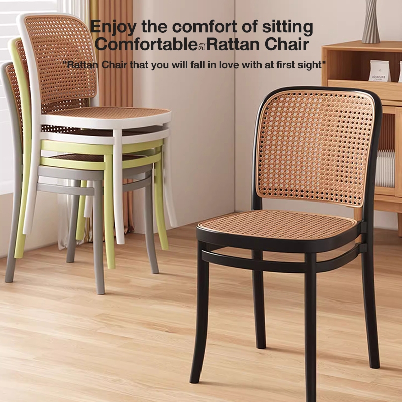 Nordic Rattan Chair Dining Chair with Backrest Solihiya Chair Woven ...