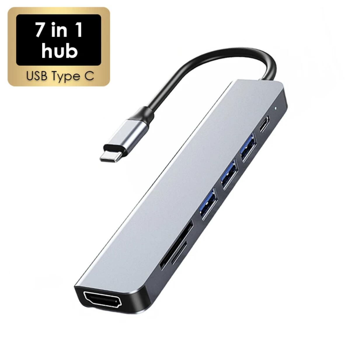 Type C HUB USB Port 7 in 1 Docking Station USB3.1 4K HDMI Splitter PD ...