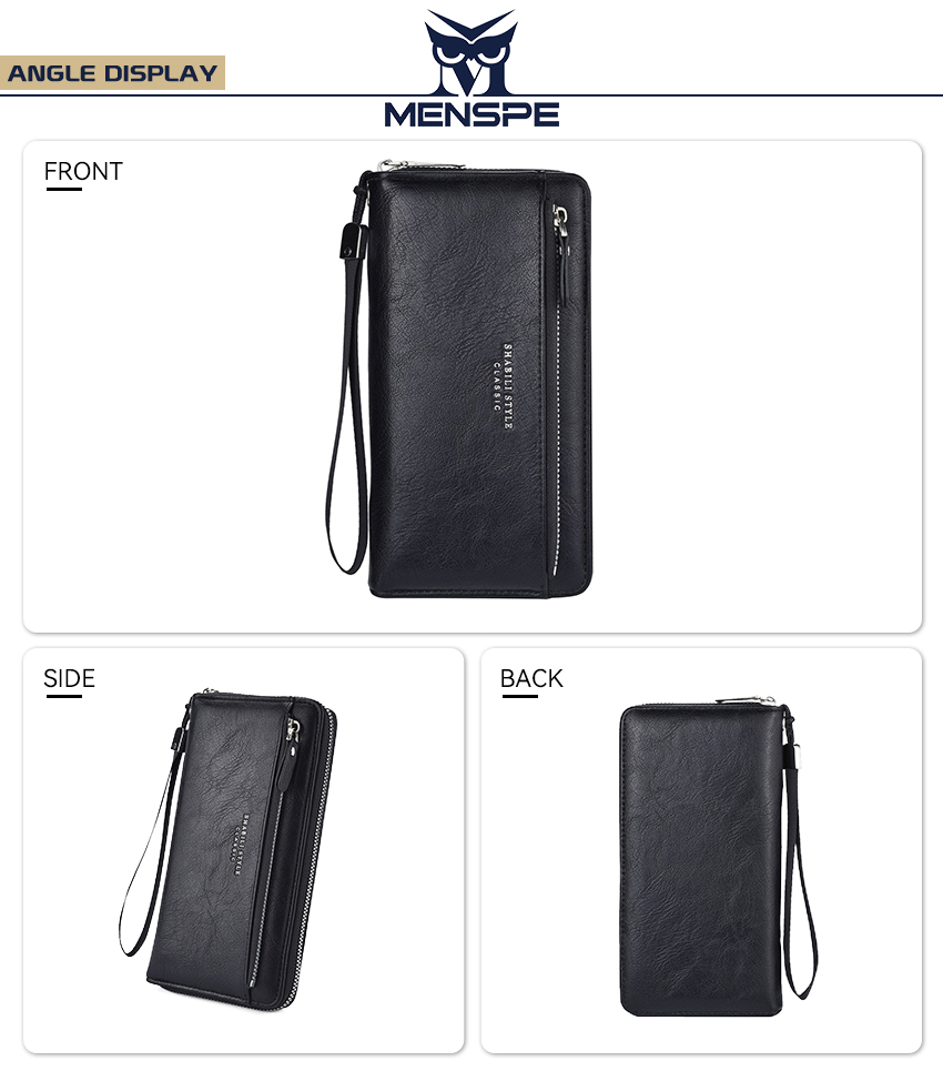 MENSPE Men's Business Leisure Large Capacity Wallets Long Wallet Soft ...