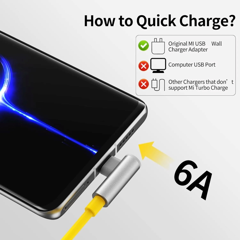 120W/67W Type C - USB 90 Degree Elbow Fast Charging Data Cable 6A Turbo ...