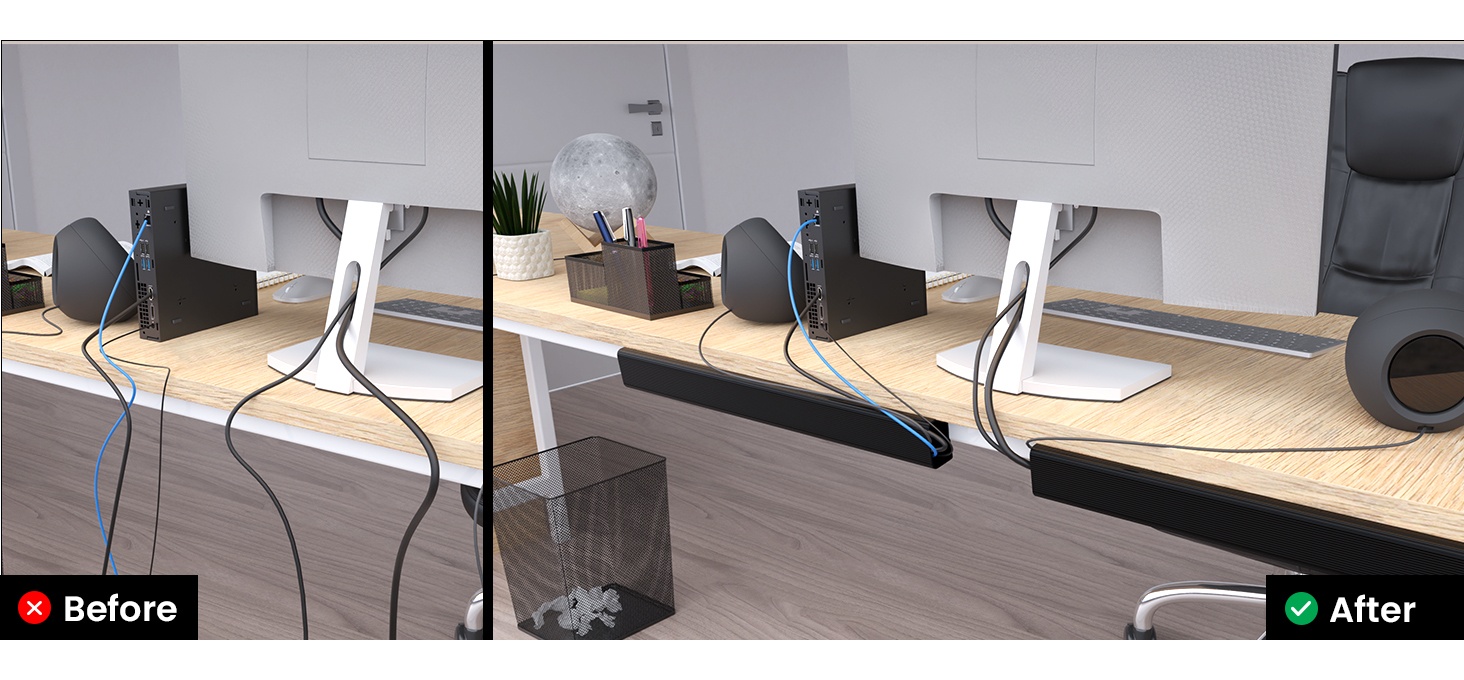 【PVC Series】Home Cable Management Under Desk,Easy Install Self-Adhesive ...