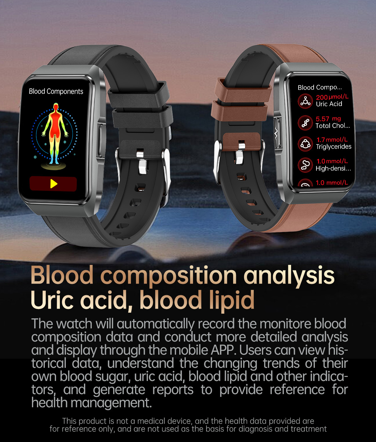 2025 New AI Diagnosis Smart Watch Blood Lipids Uric Acid Body ...
