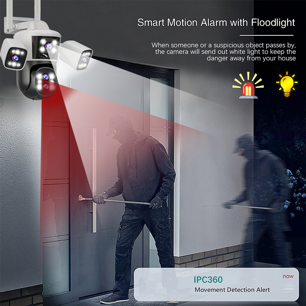 LLSEE 16MP 8K 4 lens 10x optical zoom waterproof CCTV outdoor WIFI phone connection IP camera ...