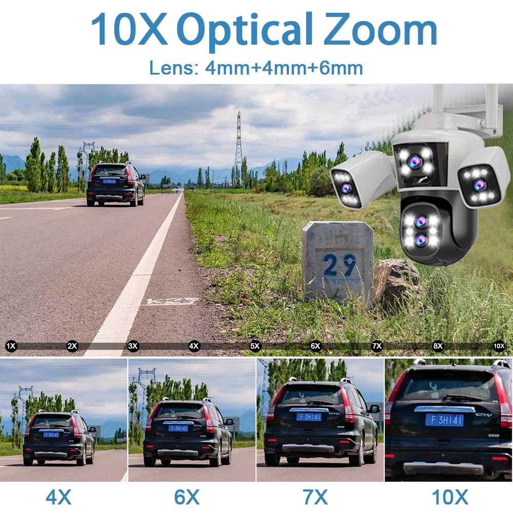 LLSEE 16MP 8K 4 lens 10x optical zoom waterproof CCTV outdoor WIFI phone connection IP camera ...