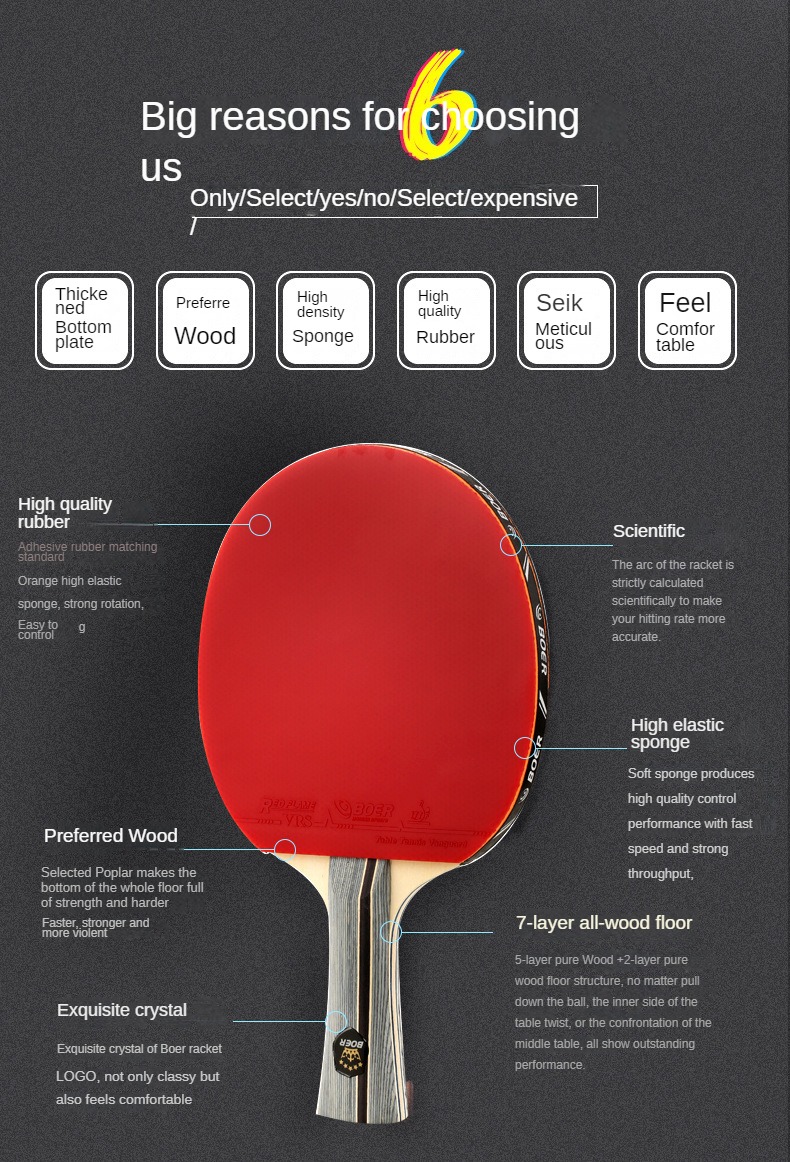 Carbon table tennis racket Original table tennis racket long and short ...