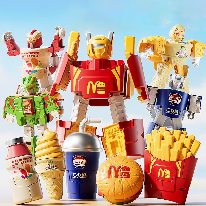 Transformable Robot Burger & Fries - Mech Shape-Shifting Food Toys for ...