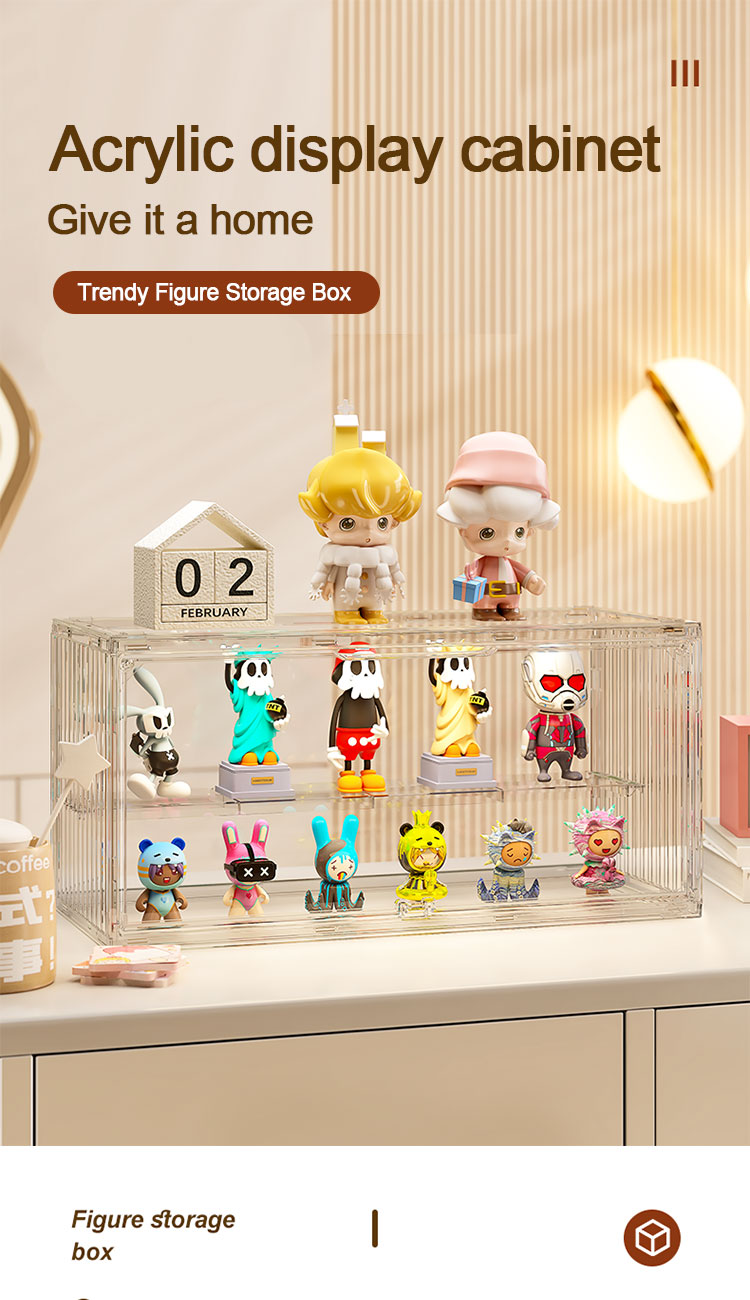 Popmart storage acrylic display box, Transparent Organizer Stackable ...