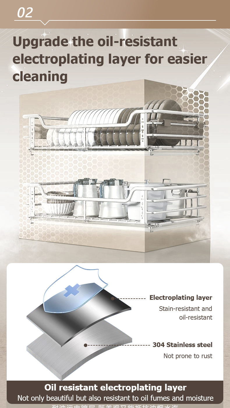 KEVE Pull Out Dish Rack Stainless Pull Out Kitchen Organizer Full Out ...