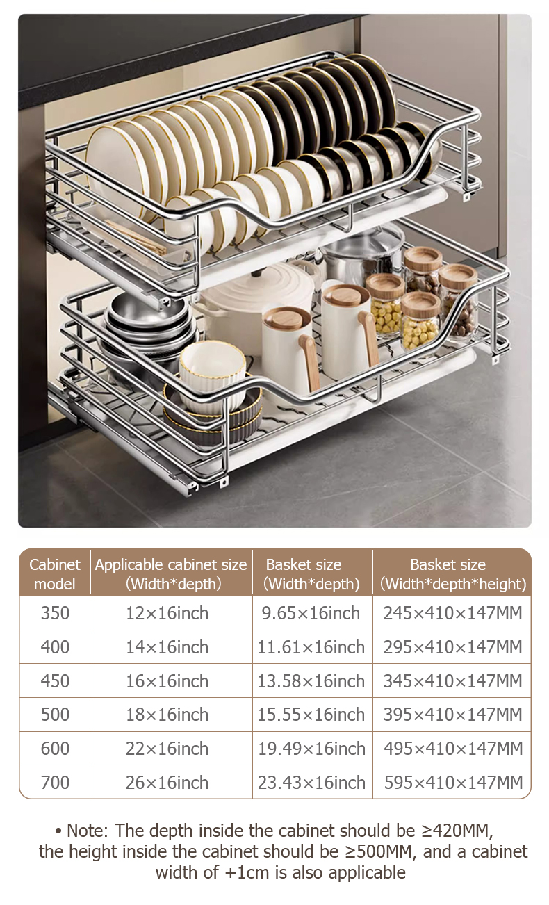 KEVE Pull Out Dish Rack Stainless Pull Out Kitchen Organizer Full Out ...