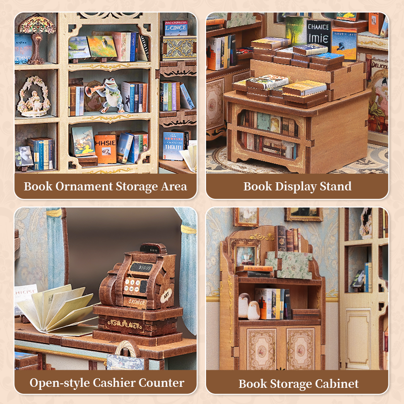 CUTEBEE DIY Book Nook Dollhouse 3D Miniature House Mini BookStore ...
