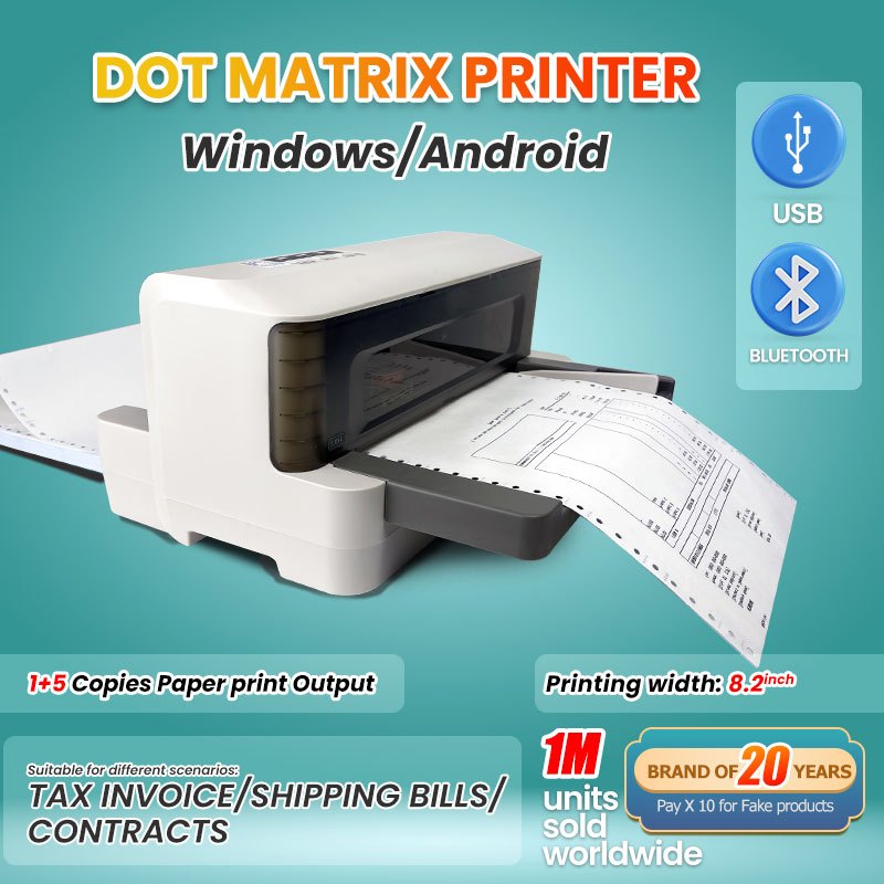 Dot Matrix Printer | Wifi, Bluetooth, USB Printing | 1+5 Copies Carbon ...